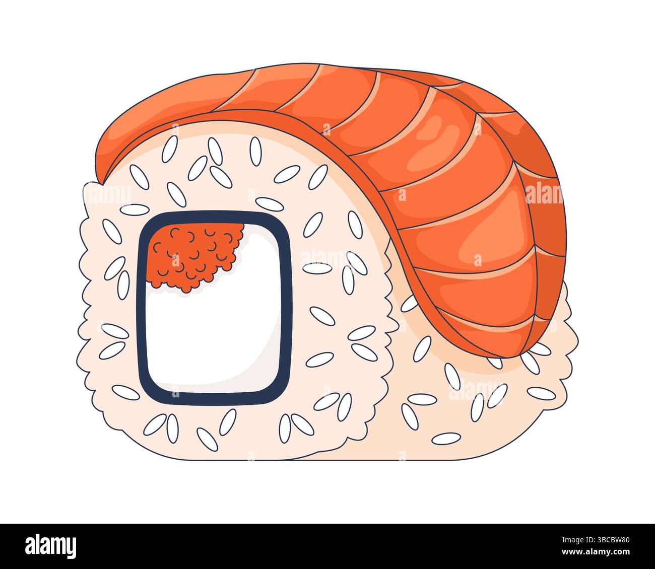 Sushi roll with salmon topping 2D cartoon object Stock Vector Image ...
