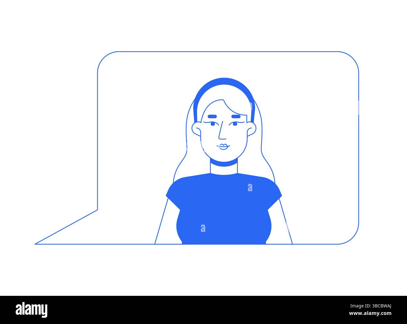 Caucasian female avatar inside chat bubble 2D line character Stock ...
