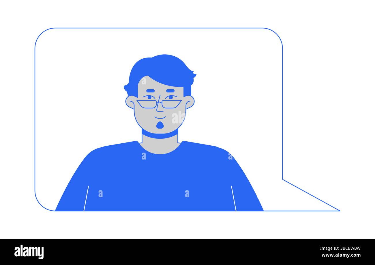 Arab man avatar in glasses inside chat bubble 2D line character Stock ...
