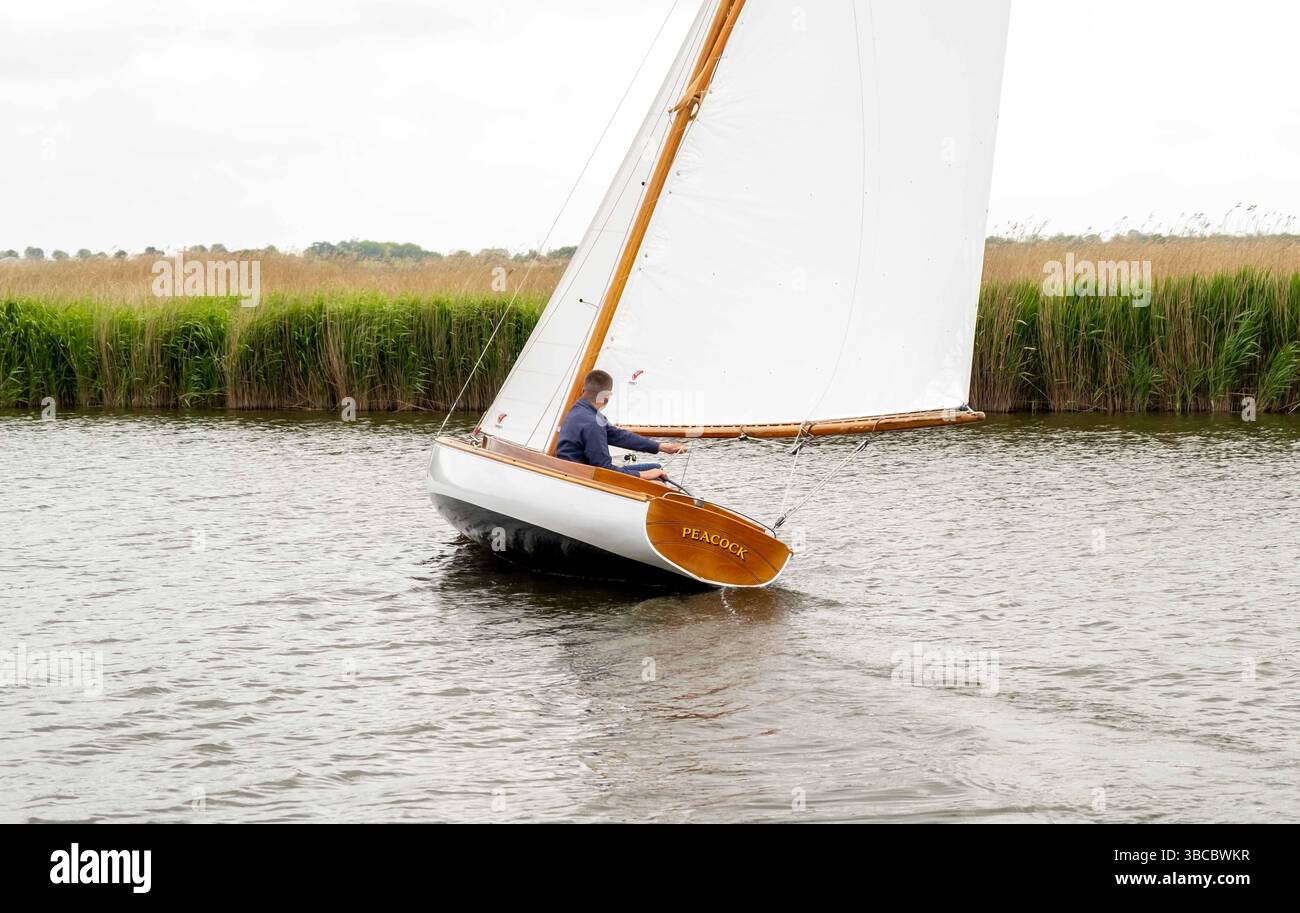 Upton, Norfolk, UK – May 18 2025. Rear view of a Bure One design White ...