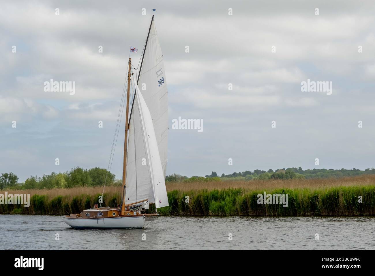 Upton, Norfolk, UK – May 18 2025. River Cruiser on the run along the ...