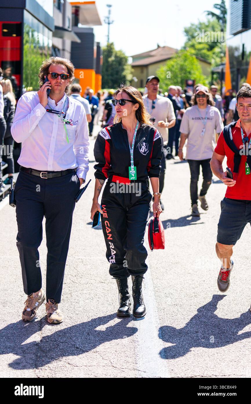 Italian dj Deborah De Luca seen in the paddock before the race of the ...