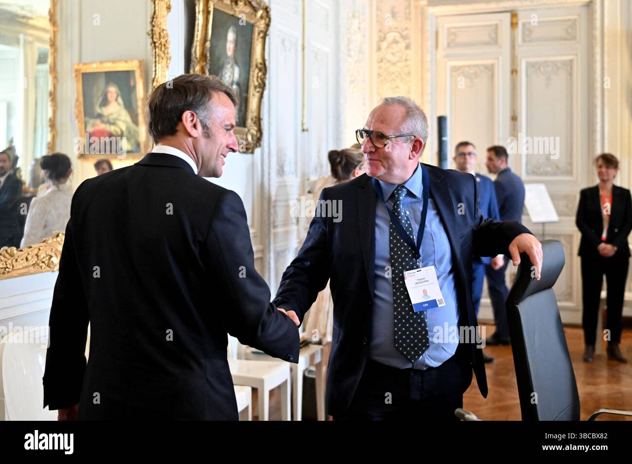 Versailles, France. 19th May, 2025. French President Emmanuel Macron ...