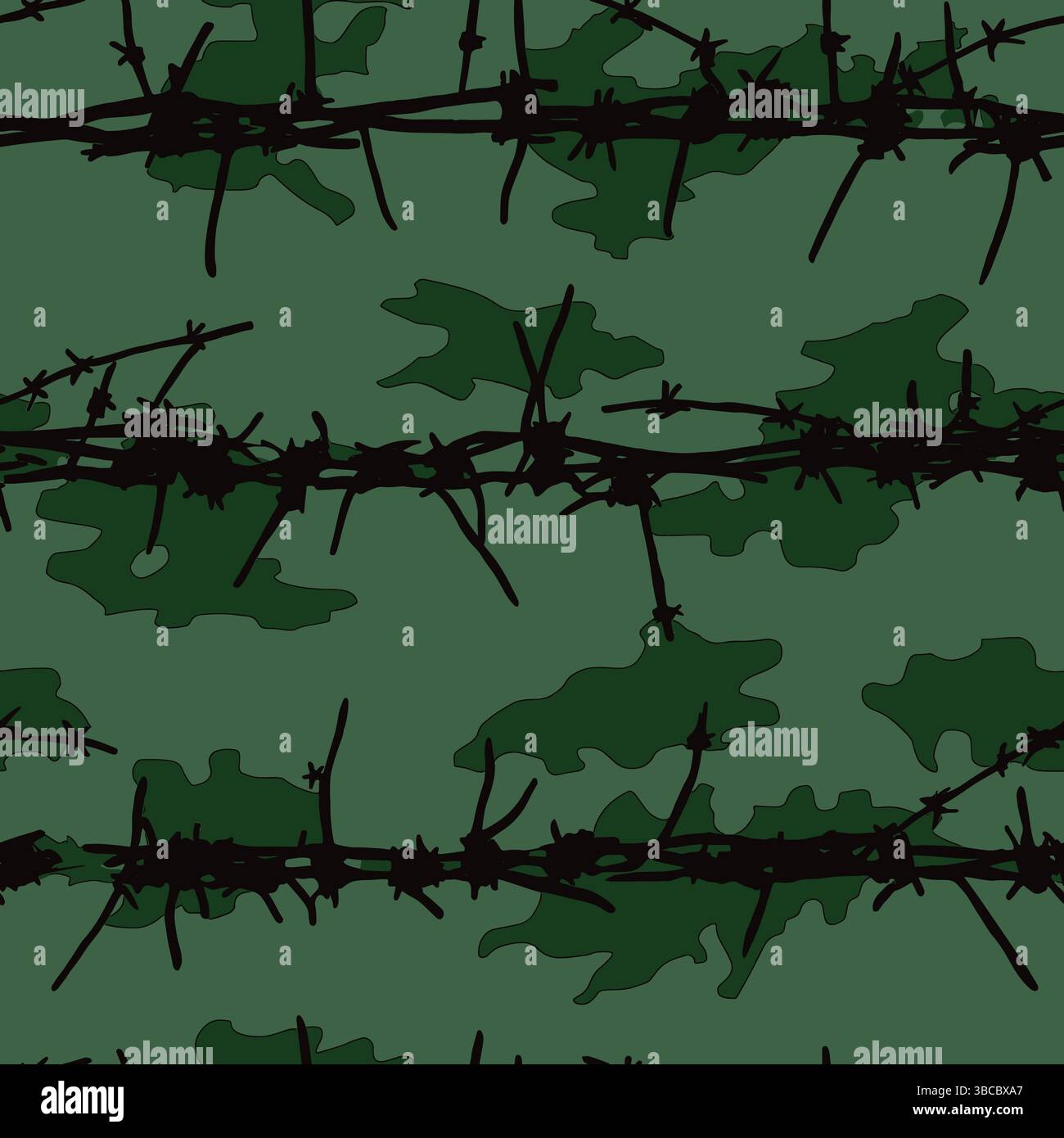 Silhouette of the barbed wire on the background of a camouflage. Unique ...