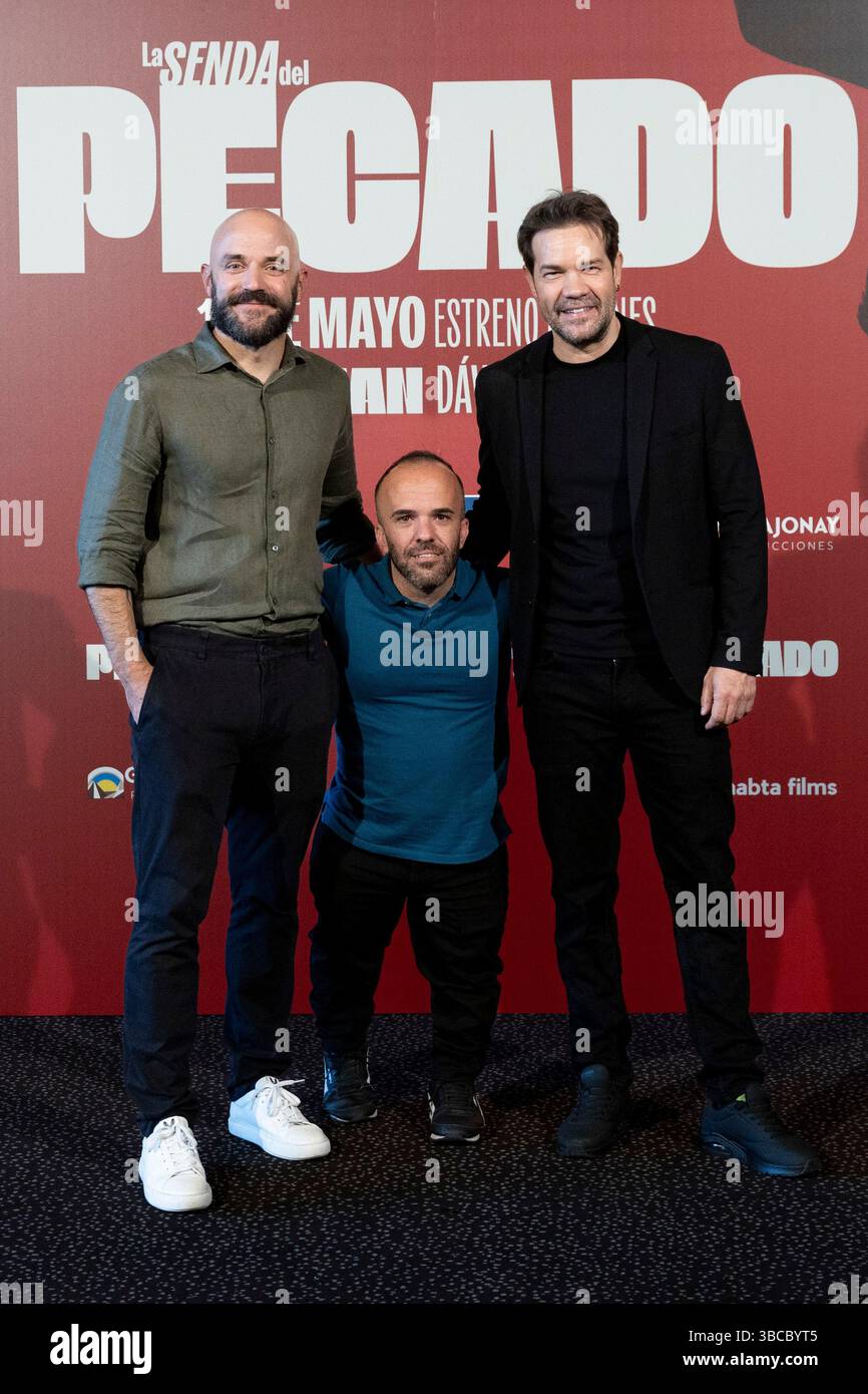 Madrid, Spain. 15th May, 2025. Alberto Utrera, Javi Tirado and Juan Davila attend the 'La Senda ...