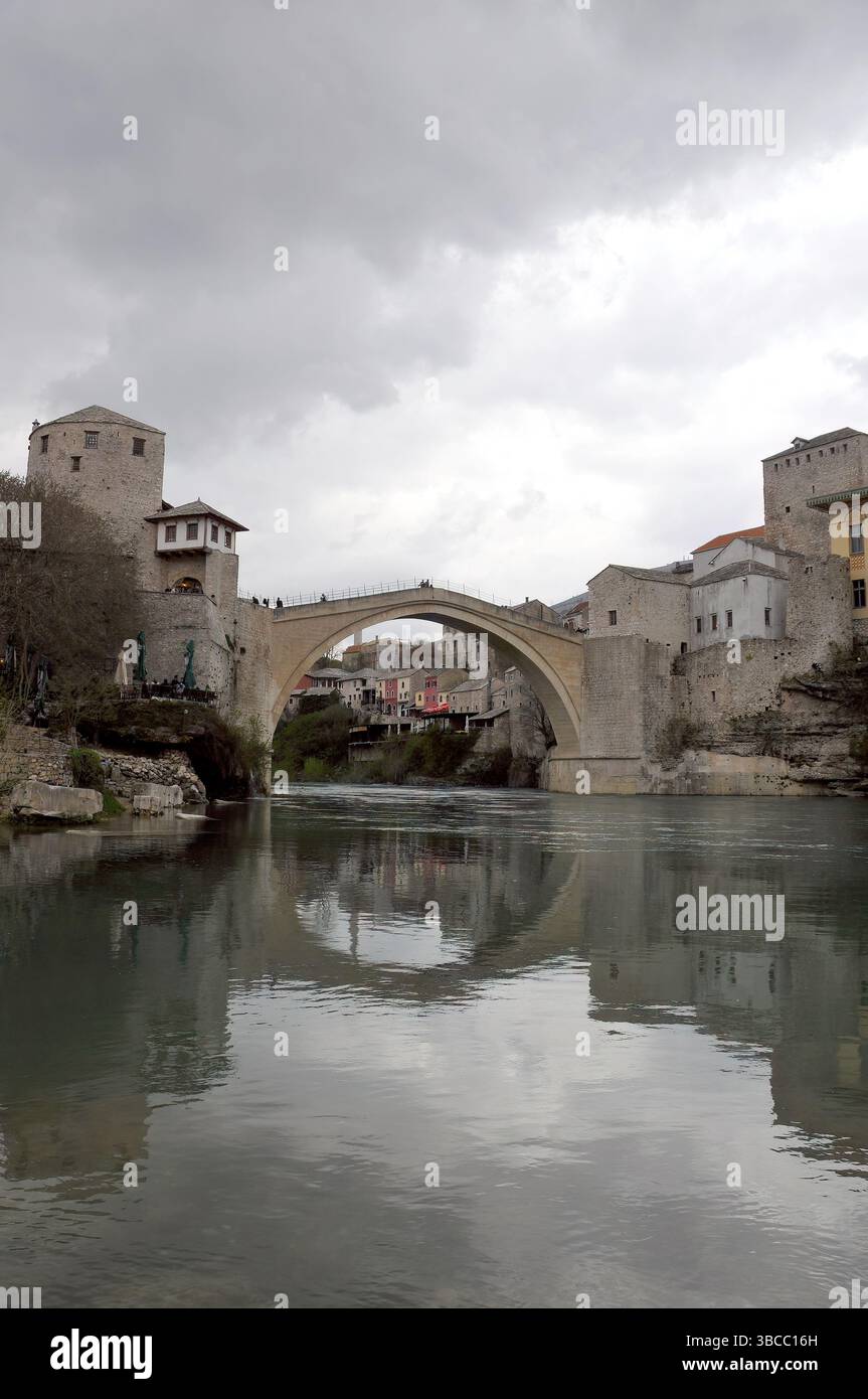 The Old Bridge in the heart of the Old City, Mostar, Bosnia and ...