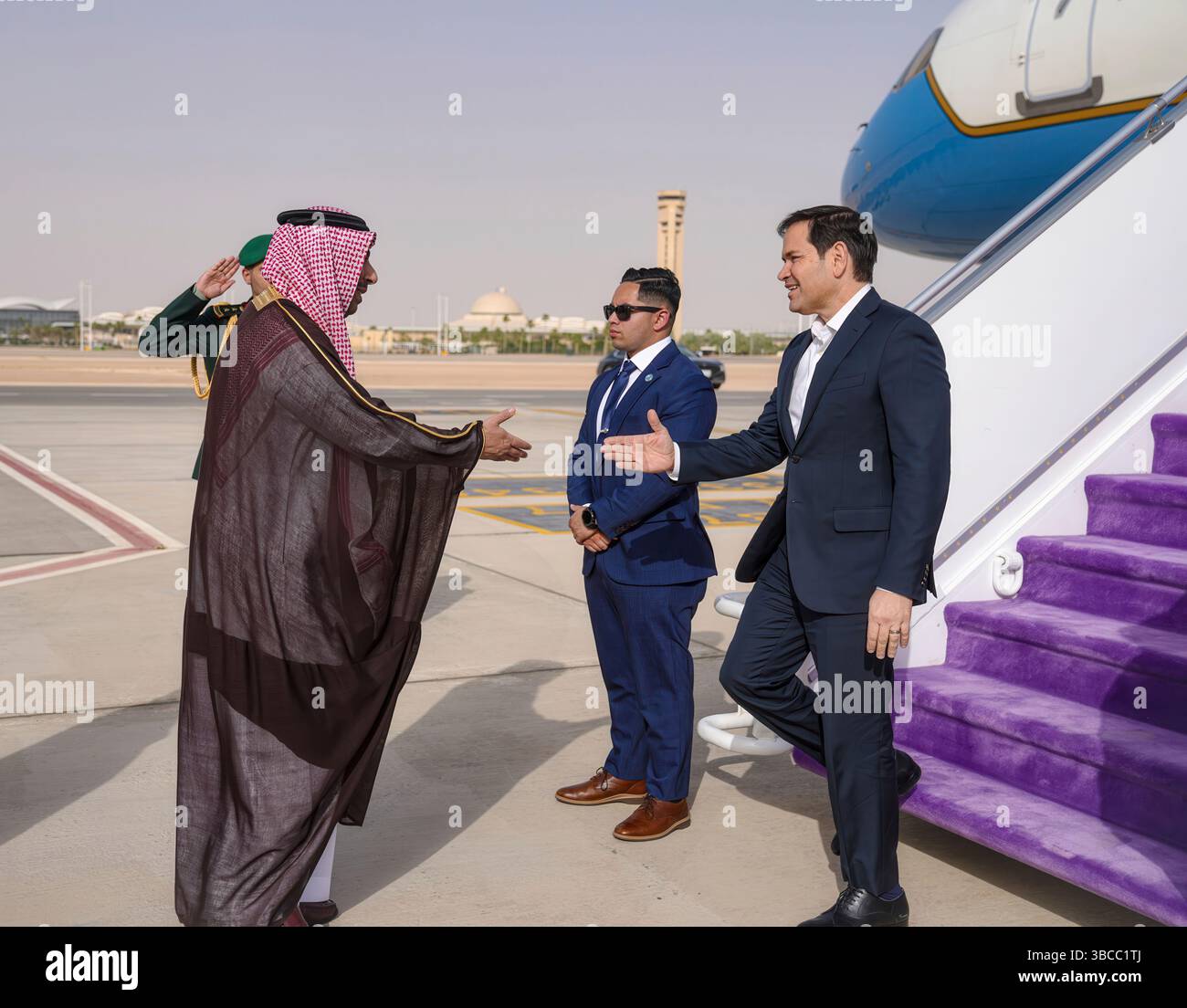 Secretary Marco Rubio is greeted by MFA Undersecretary for Protocol ...
