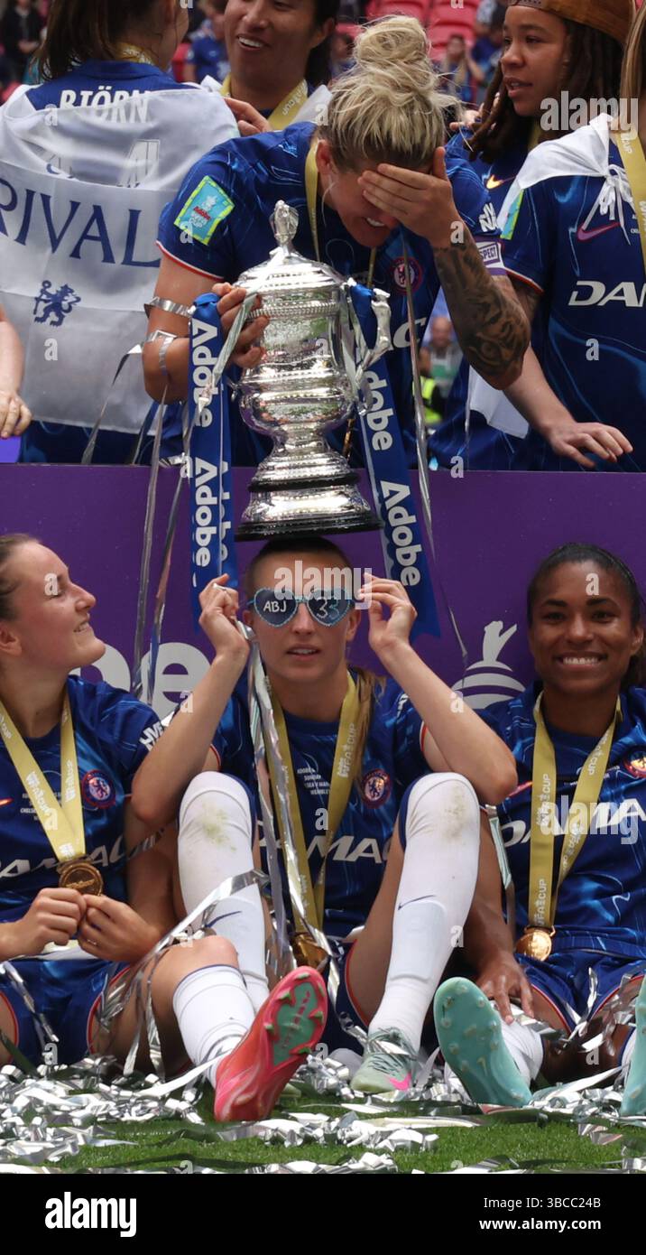 London, UK. 18th May, 2025. Aggie Beever-Jones of Chelsea Women with FA ...