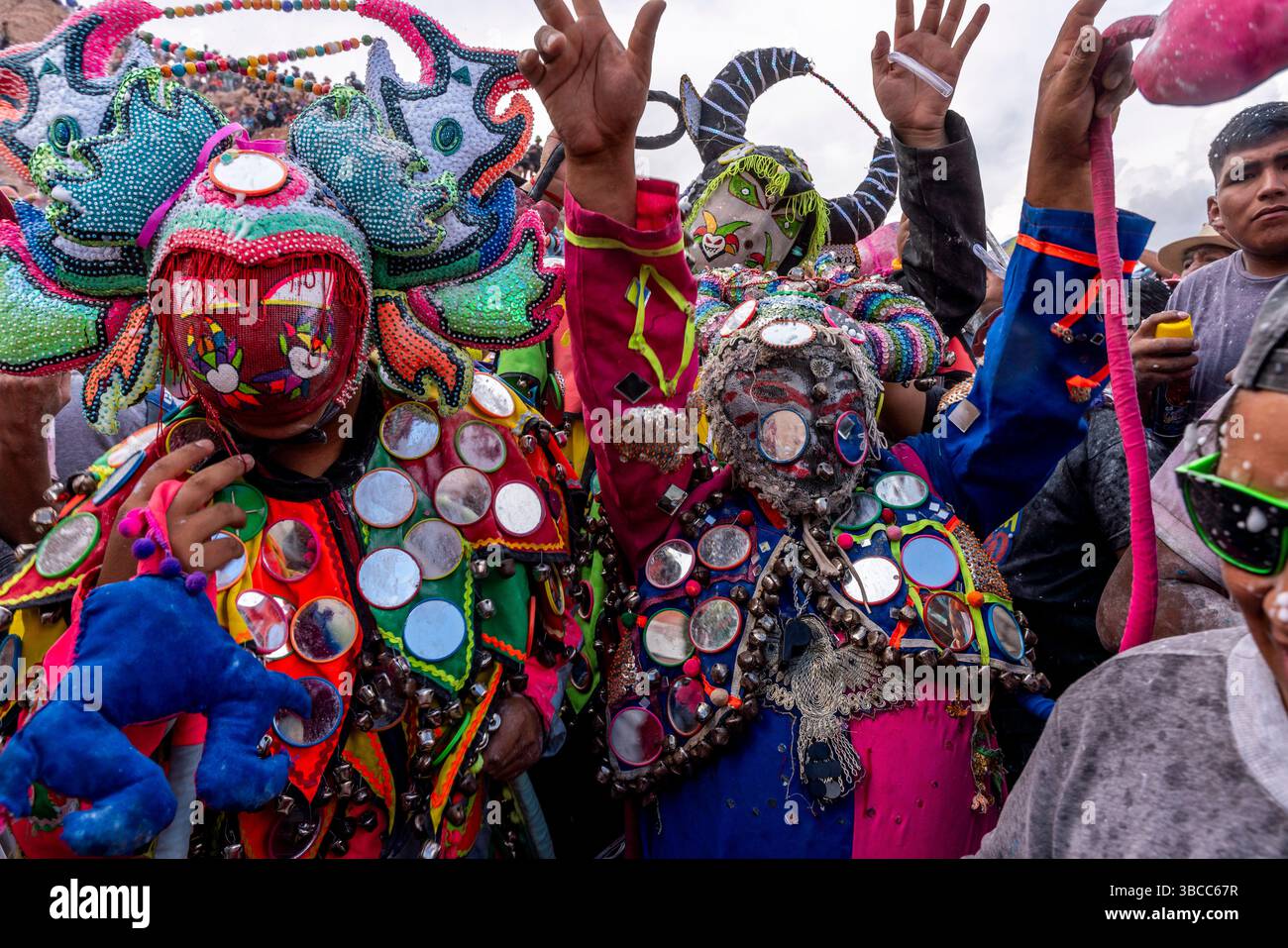 Local People Dressed As Colourful Devils Descend The 'Cerro Negro ...