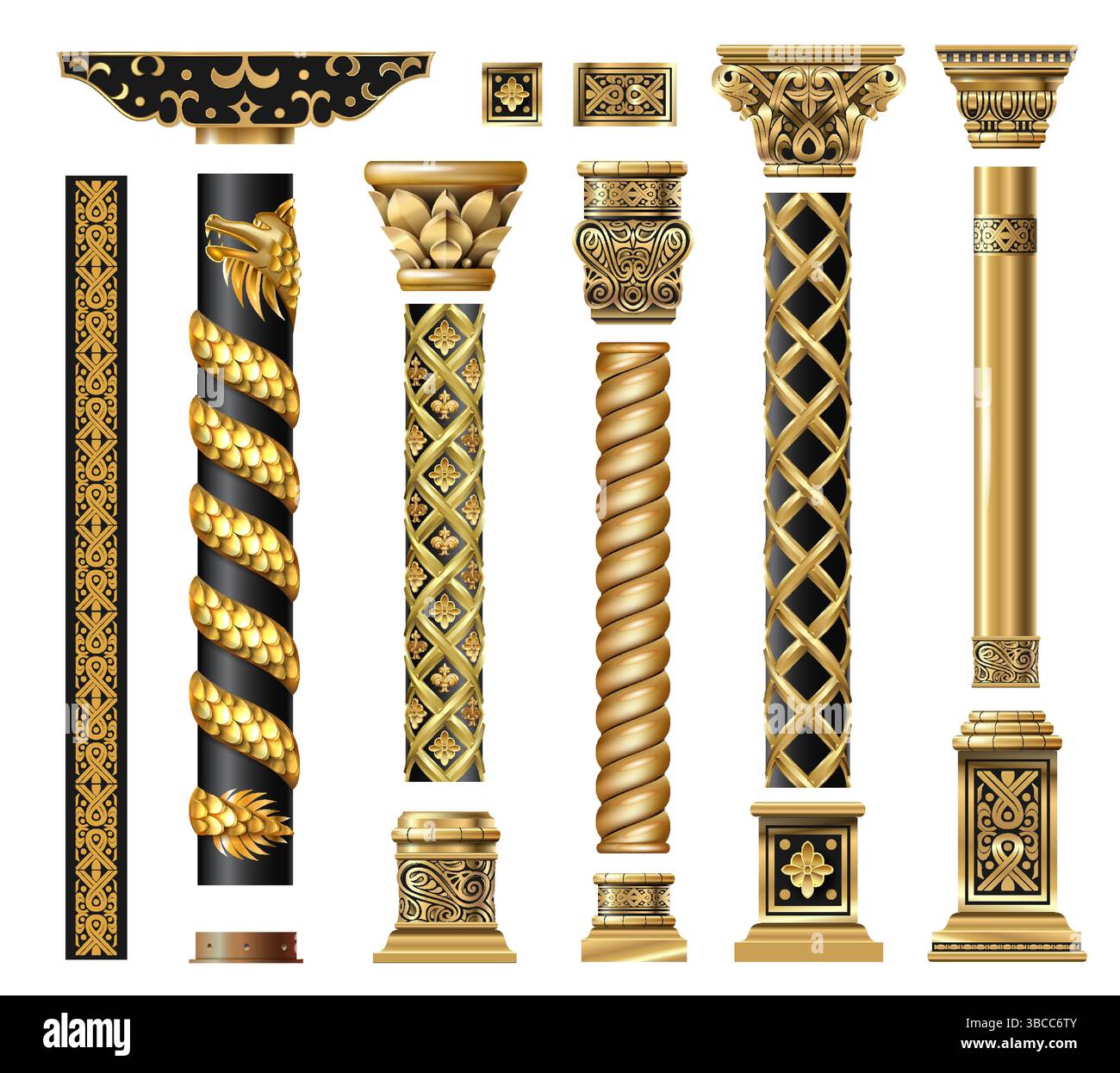 Set of golden oriental columns Stock Vector Image & Art - Alamy