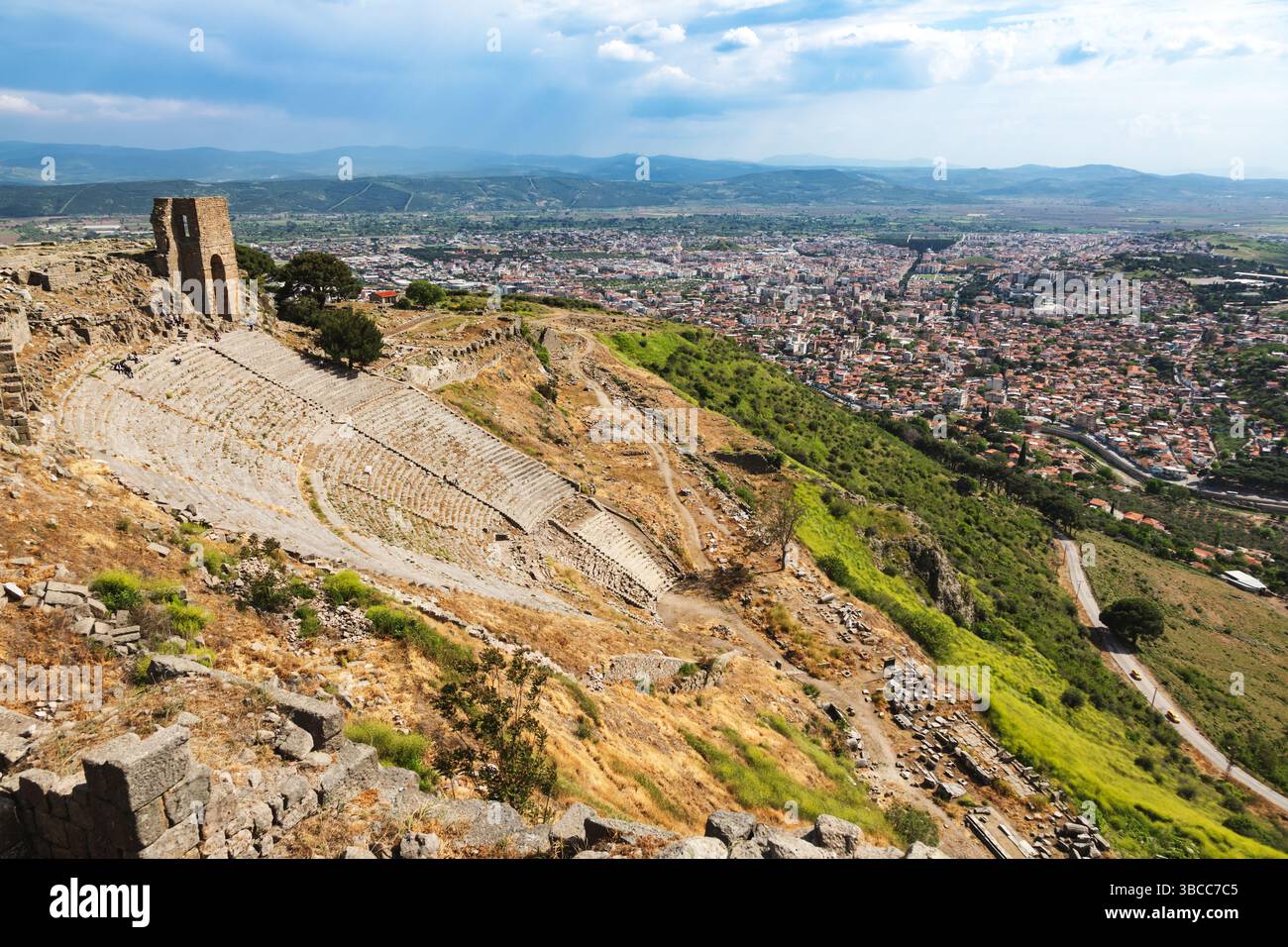 The ancient Hellenistic theatre of Pergamon, carved into a steep ...
