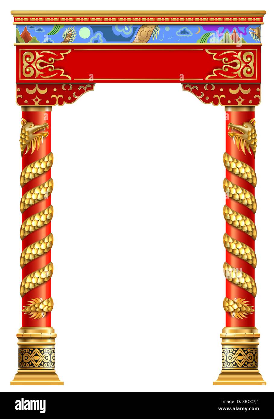 Luxury Entrance Golden Oriental Japanese Arch Stock Vector Image & Art ...