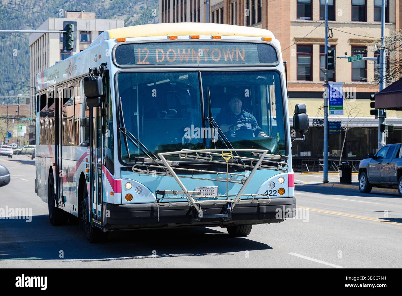 Missoula, MT, USA - May 6, 2025; Mountain Line Gillig bus to downtown ...