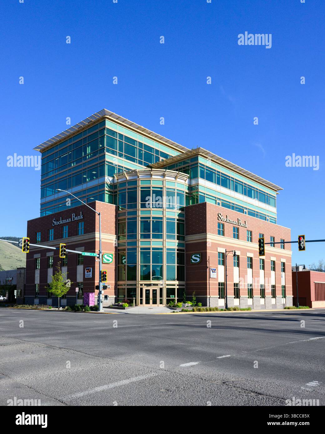 Missoula, MT, USA - May 6, 2025; Stockman community bank building ...