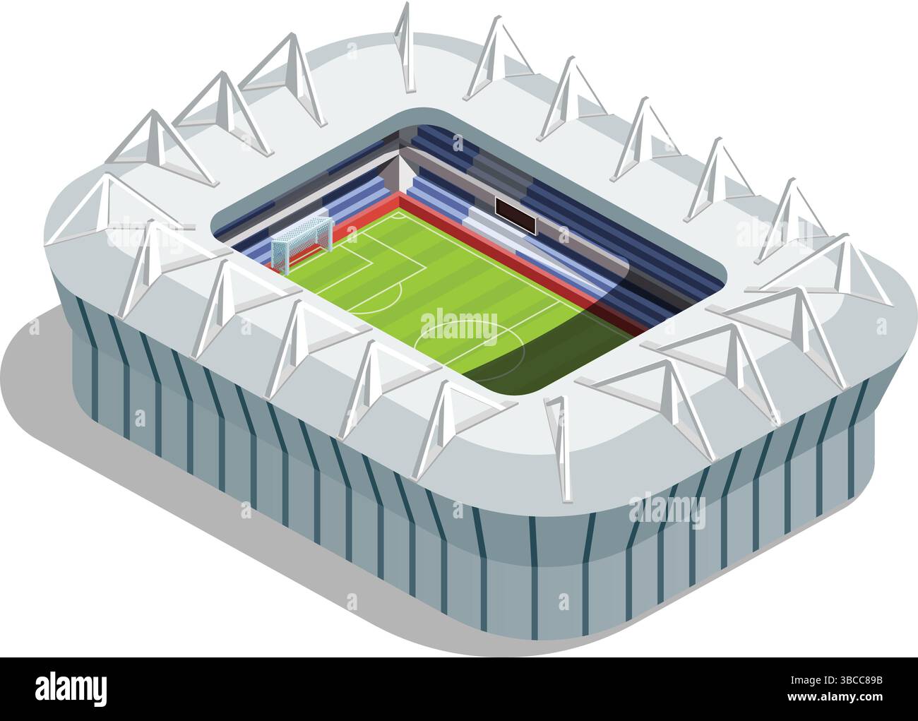 Modern Isometric Stadium Building with Open Roof and Seating Area ...
