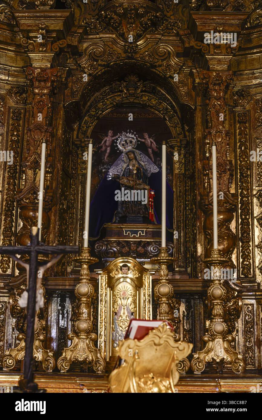 Baroque golden altar inside Santa Maria de Africa church, featuring ...