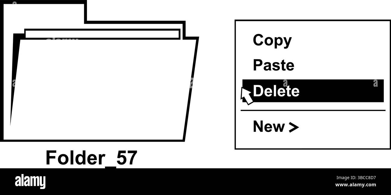 vector illustration drawing black and white icon computer folder file ...