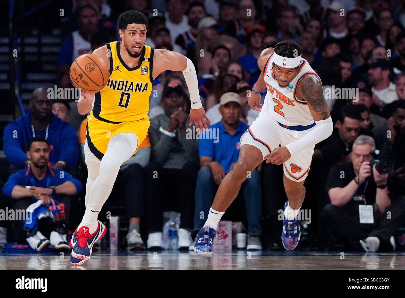 FILE - Indiana Pacers guard Tyrese Haliburton (0) dribbles during the ...