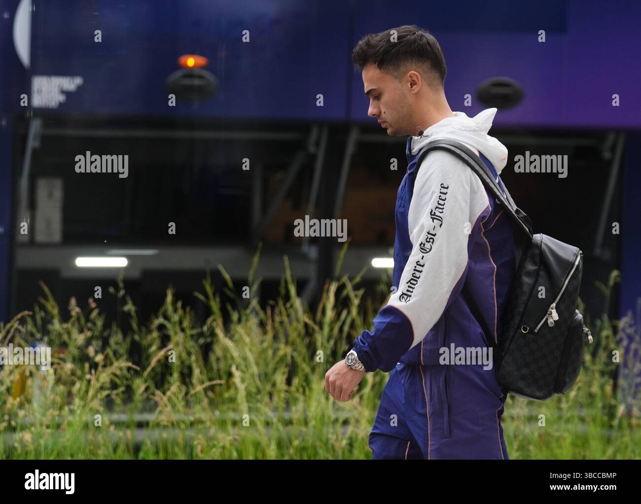 Tottenham Hotspur's Sergio Reguilon arrives at Bilbao Airport in Spain ...
