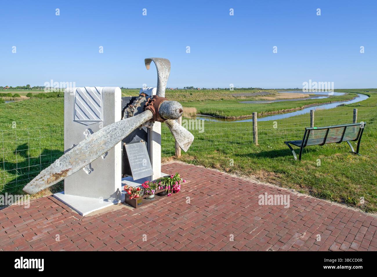 World War Two Lancaster monument with memorial plaque and WW2 bomber ...