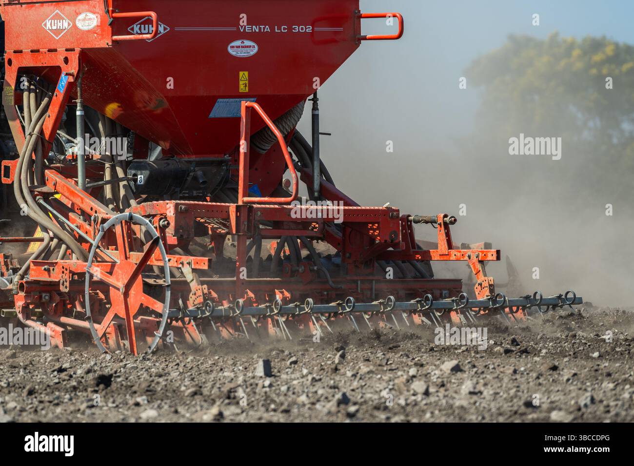 Tillage farmer setting spring barley variety 'Florence', Carrigcannon ...