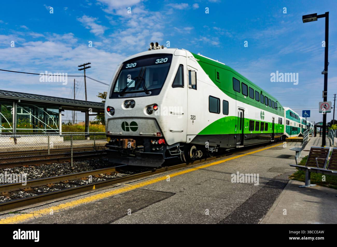 Toronto, Canada, 18SEP2017 - A GO train arrives at Scarborough station ...