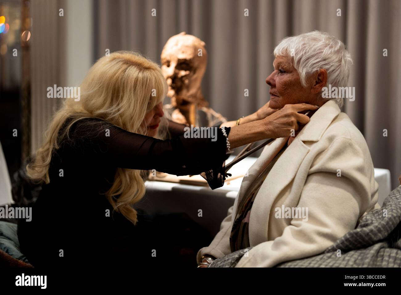 Sculptor Frances Segelman sculpts Dame Judi Dench live in front of an ...