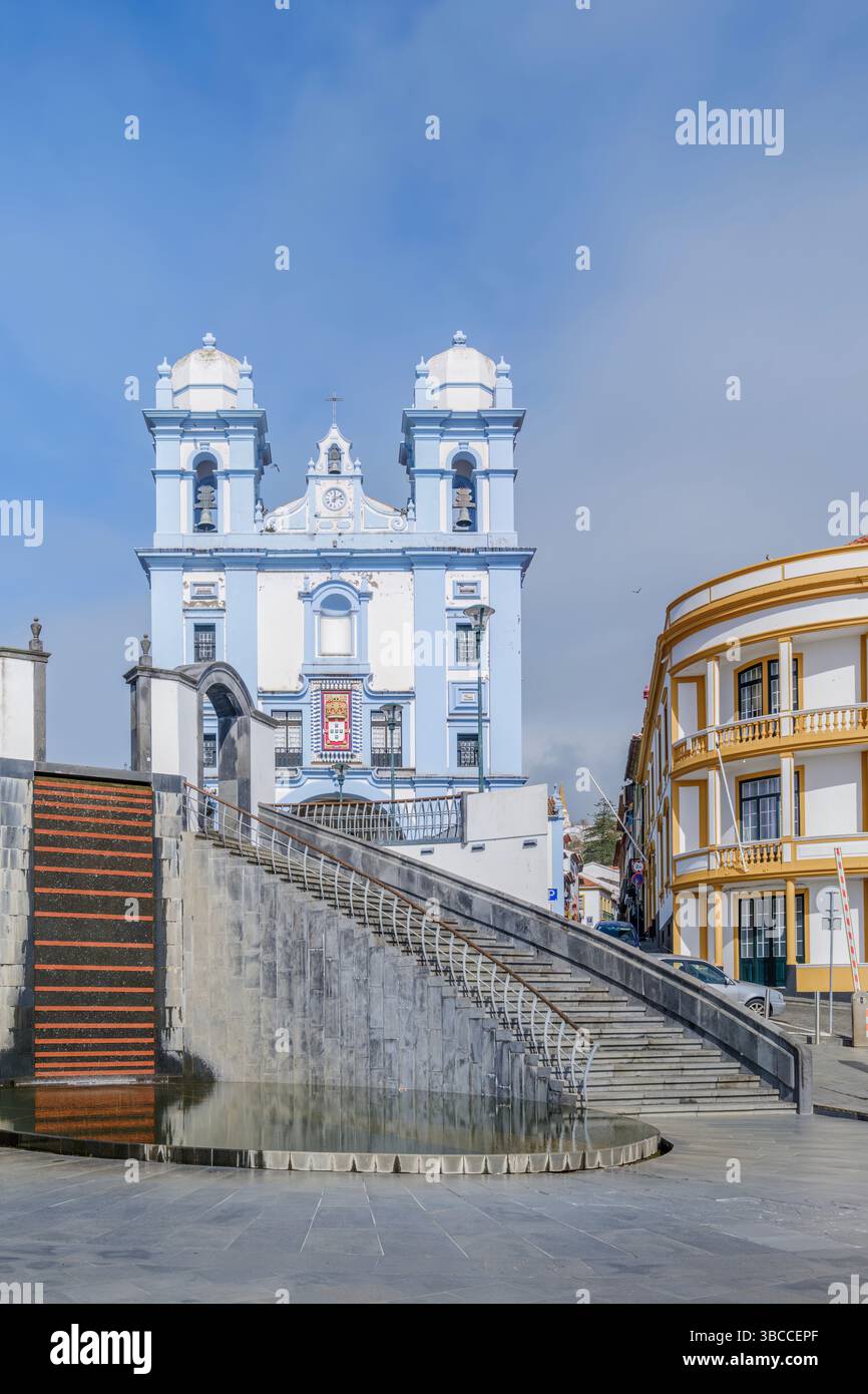 Blue and white Church of Mercy (Igreja da Misericordia) in Angra do ...