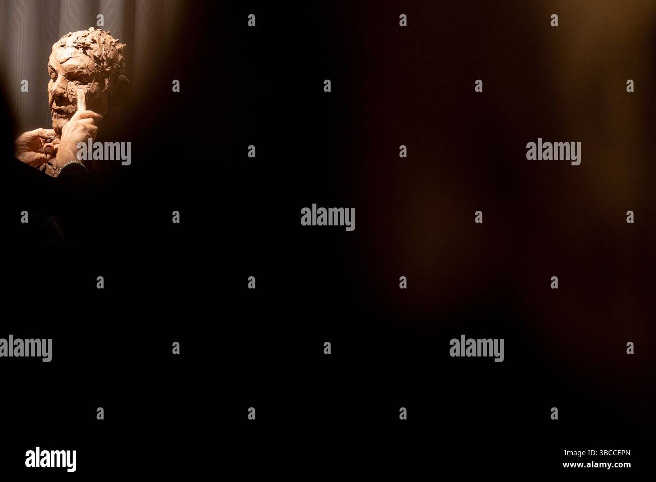 Sculptor Frances Segelman sculpts Dame Judi Dench live in front of an ...