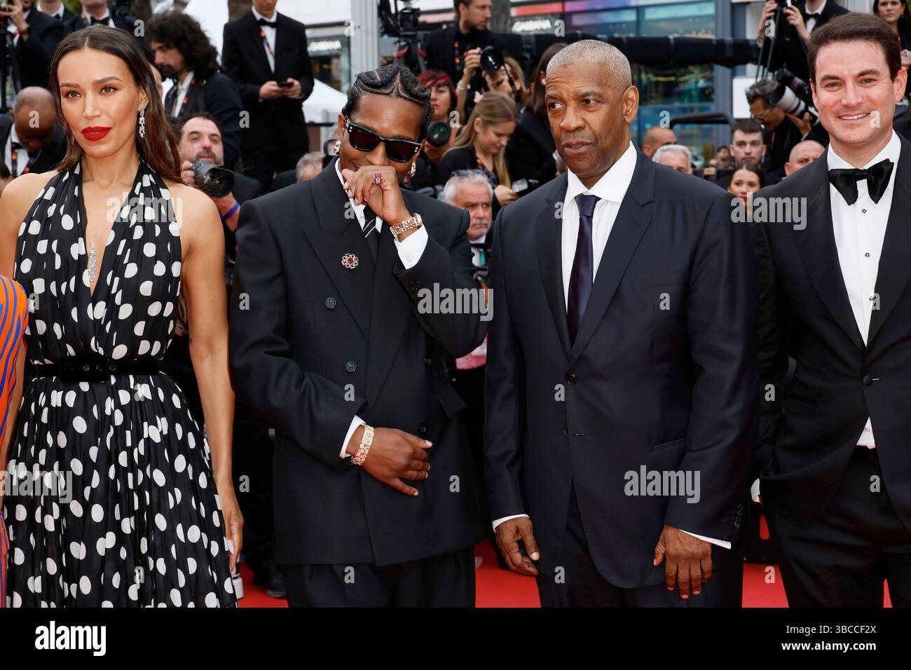 Ilfenesh Hadera, from left, A$AP Rocky, Denzel Washington and producer ...