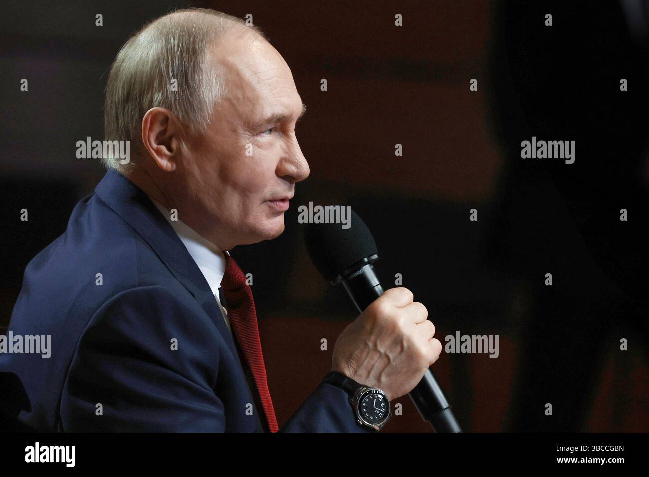 Russian President Vladimir Putin speaks to students and teachers of the ...