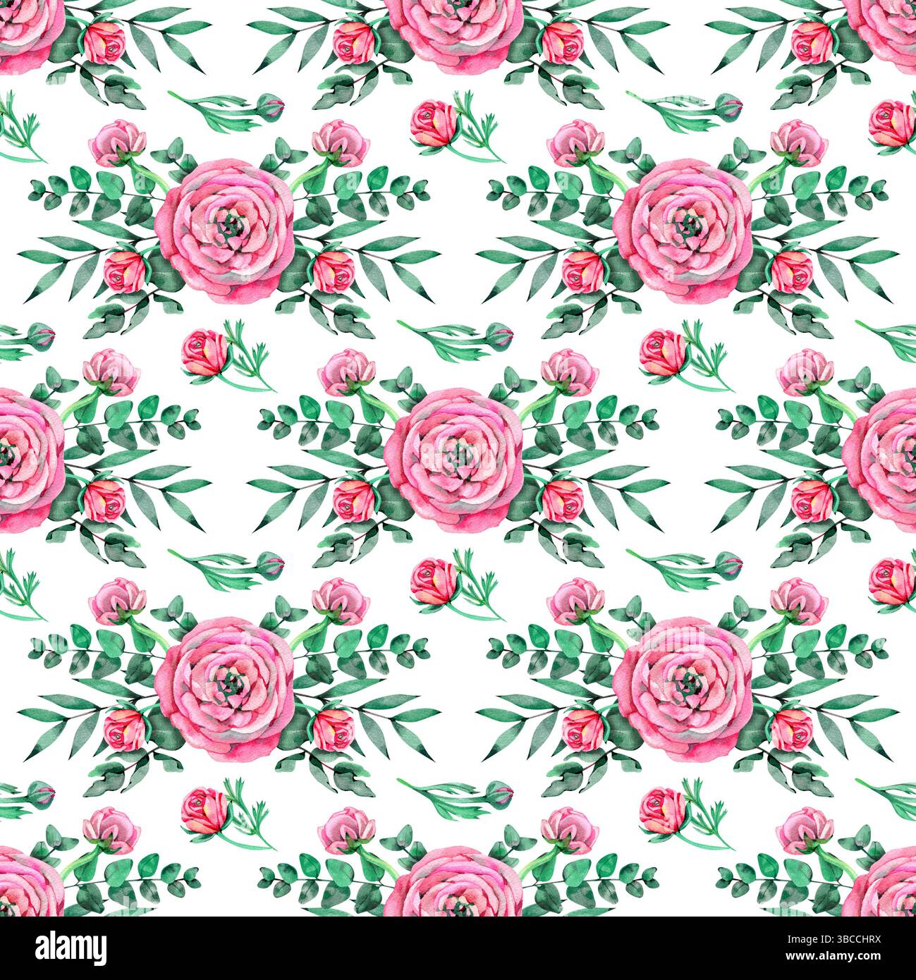 Ranunculus (buttercup). Seamless floral pattern with pink flowers and ...
