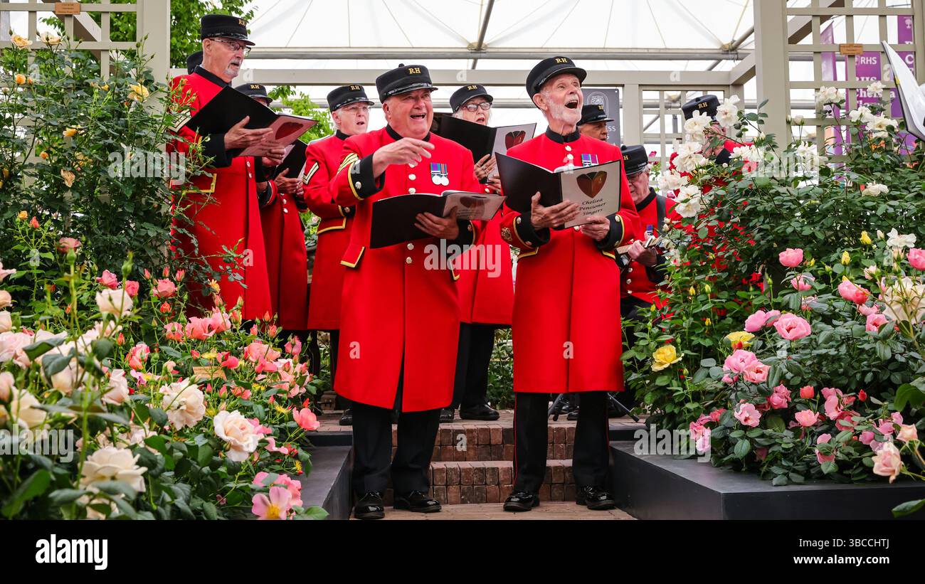 London, UK. 19th May, 2025. The Chelsea Pensioners Singers sing and ...