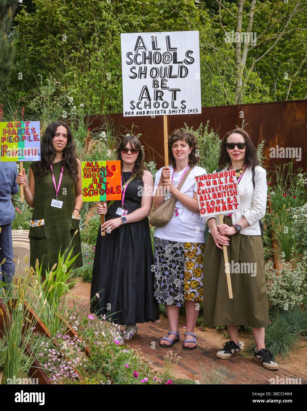 London, UK. 19th May, 2025. A group of artists gather with colourful ...