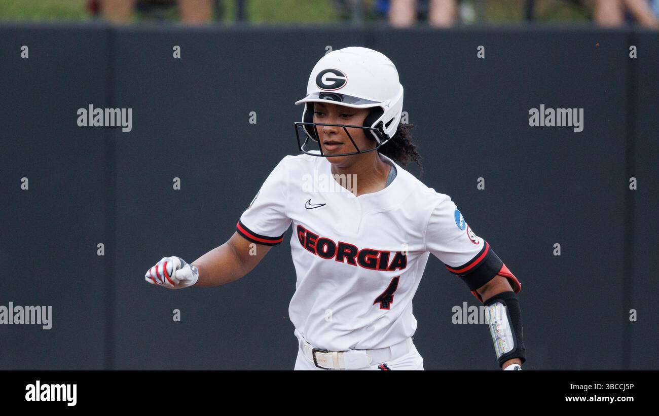 Georgia's Tyler Ellison (4) runs the bases during an NCAA regional ...