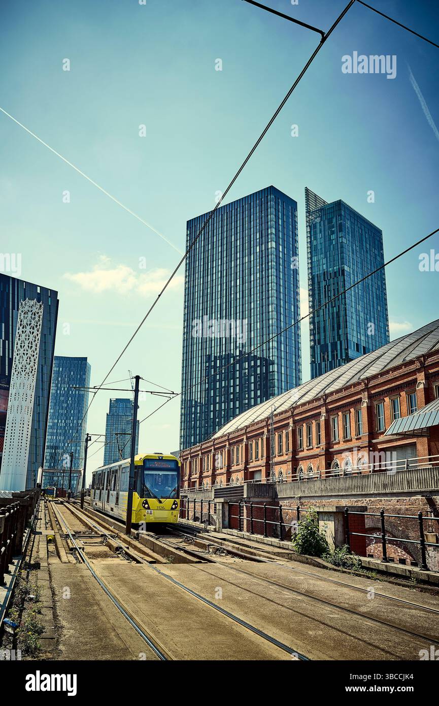 Metrolink tram approaching Deansgate Castlefield tram stop,manchester ...