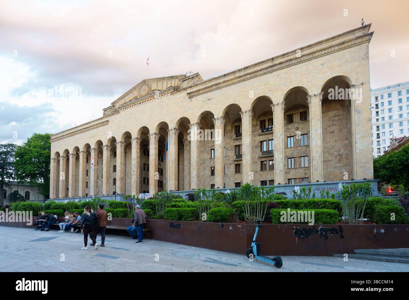 Tbilisi, Georgia. May 16 2025. external view of the parliament building ...