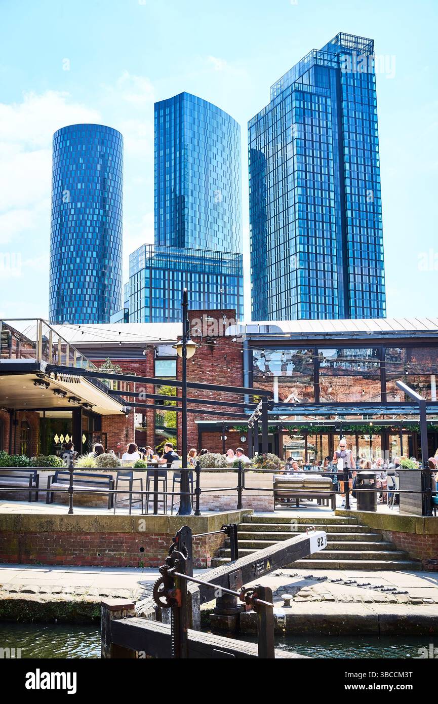 High rise buildings in the Jackson area of Manchester tower over Albert ...