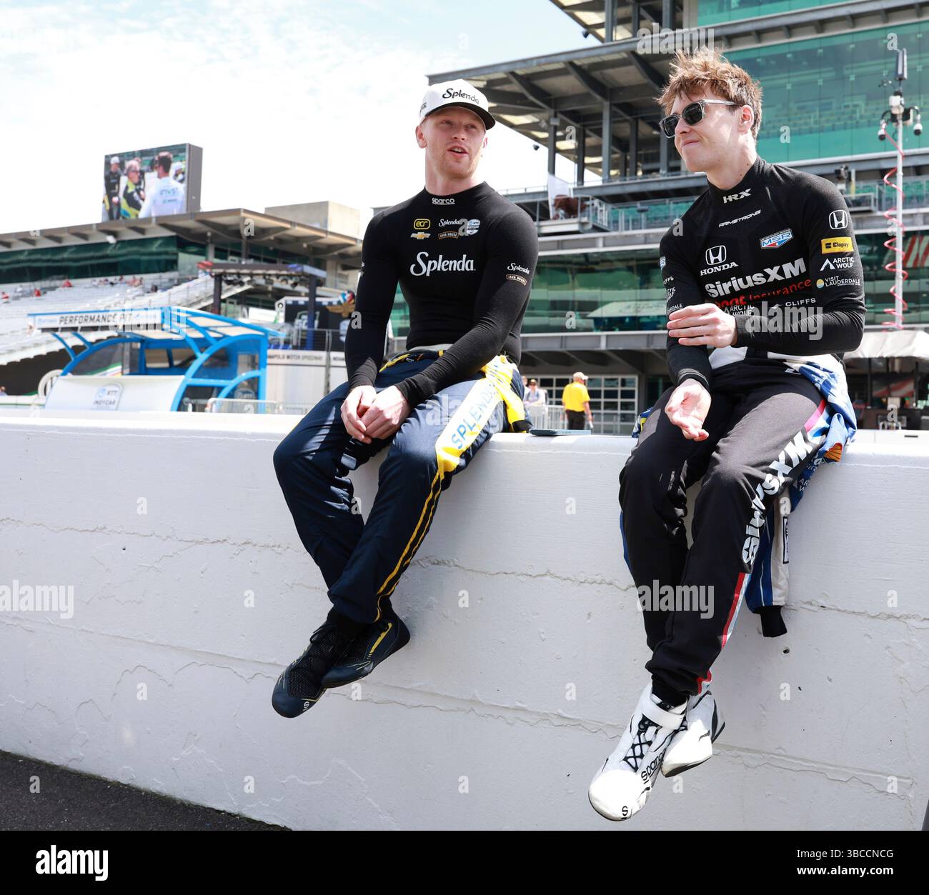 INDIANAPOLIS, IN - MAY 19: From left to right IndyCar drivers Christian ...