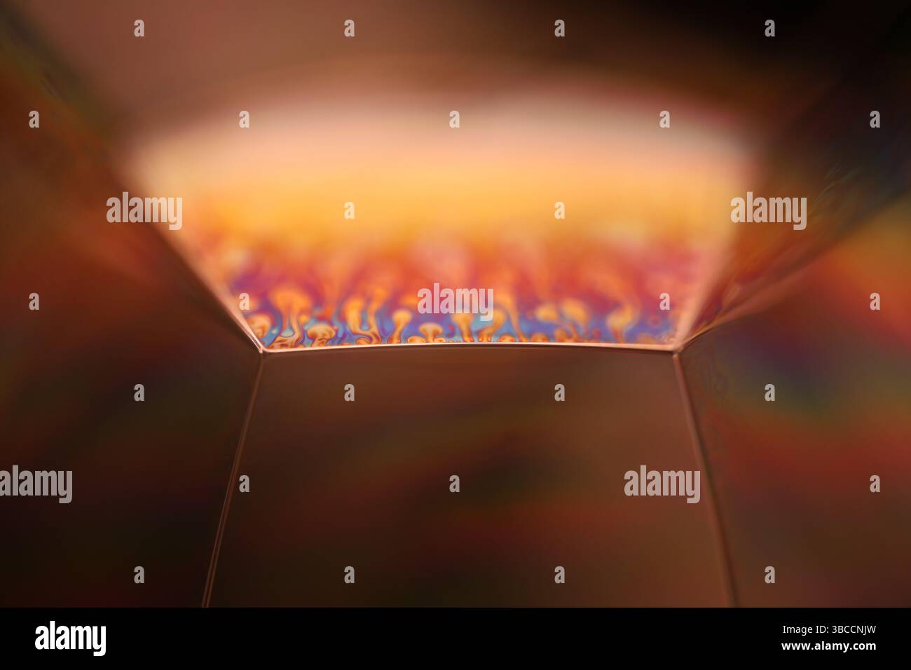 Green liquid surface, green Reflections of liquid in macro,, bubbles in ...