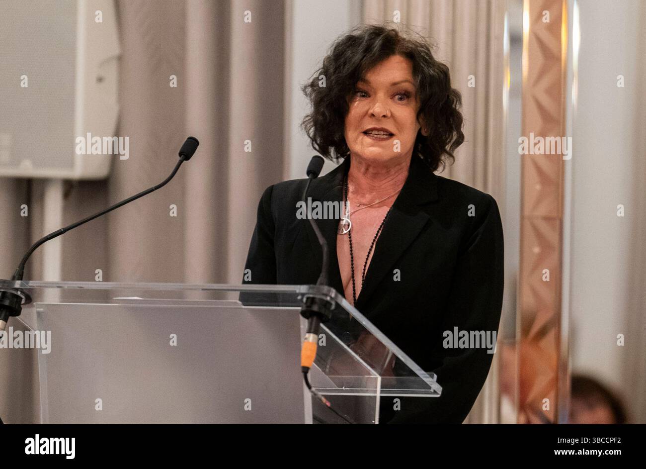 Finty Williams, the daughter of Dame Judi Dench, speaks to the audience ...