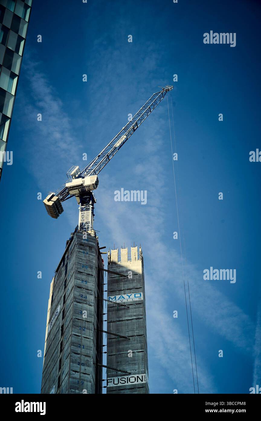 High rise buildings under conssstruction in the New Jackson development in Manchester,UK Stock ...