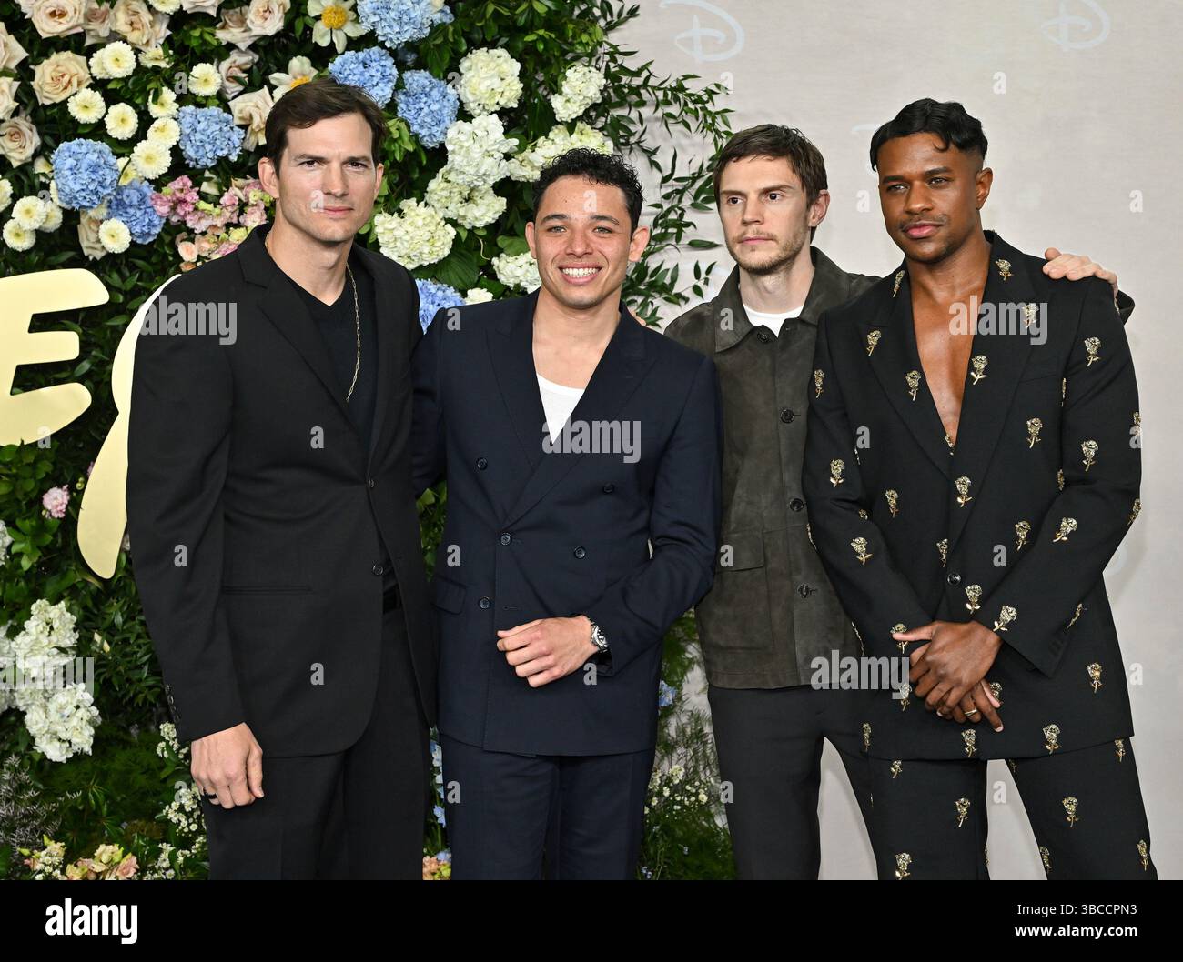 Ashton Kutcher, left, Anthony Ramos, Evan Peters and Jeremy Pope attend ...