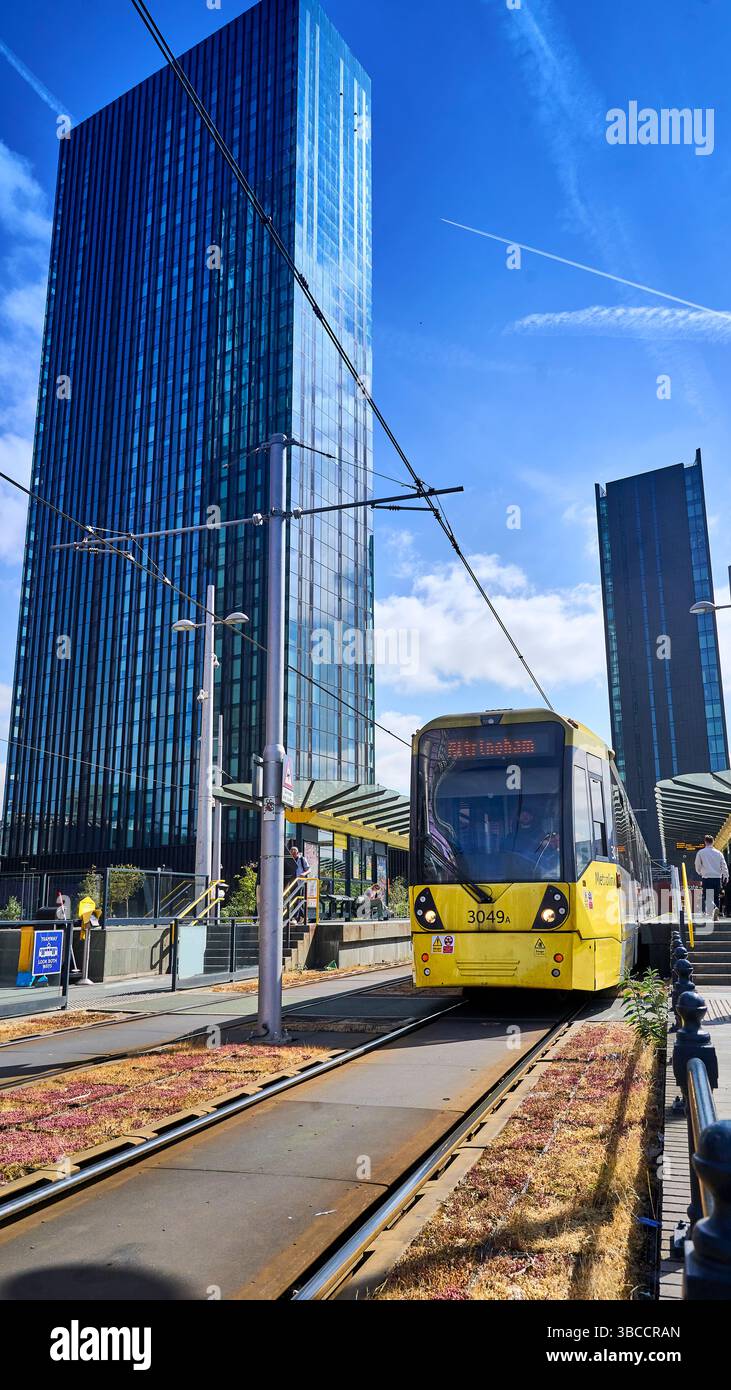 Manchester Metrolink tram at Deansgate Castlefield tram stop,Manchester ...