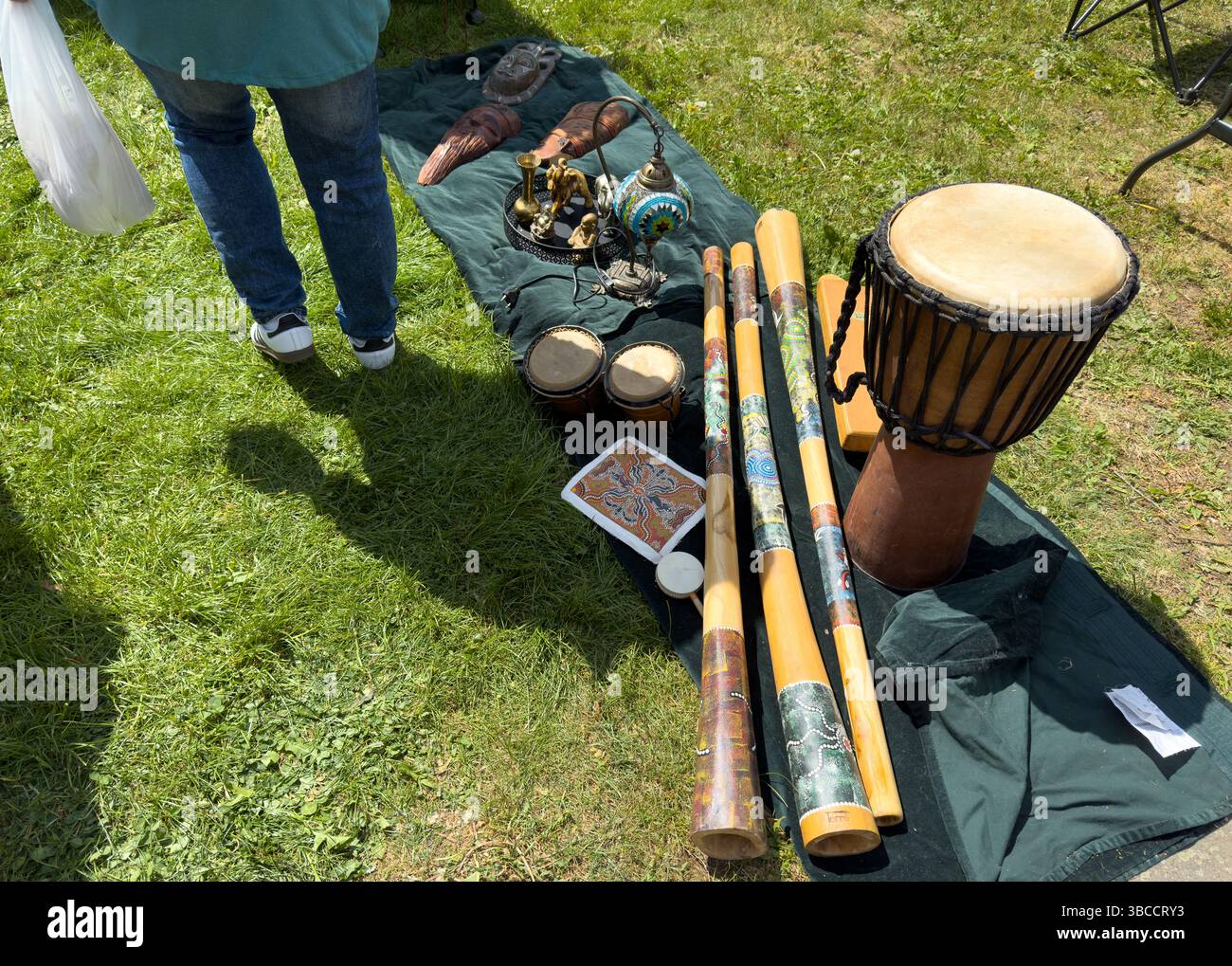 Old Music instruments drums and didgeridoo Stock Photo - Alamy