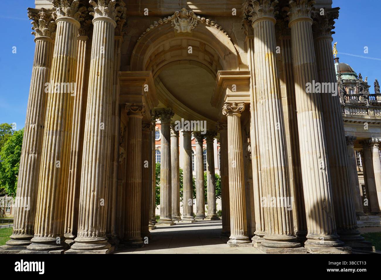 Architectural detail view through the historic columns of the iconic ...