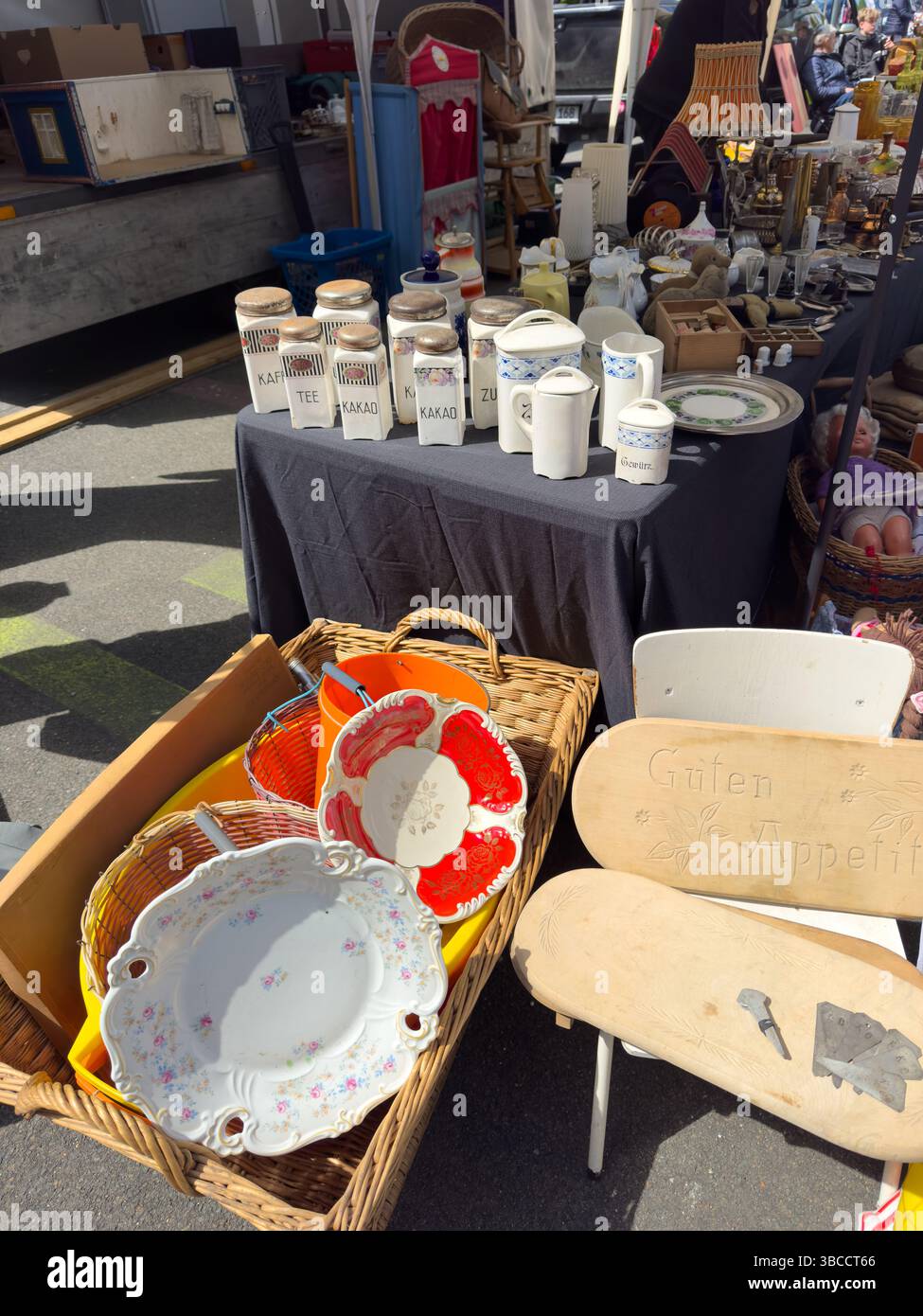 Flea market in the old town Vertical Stock Photo - Alamy