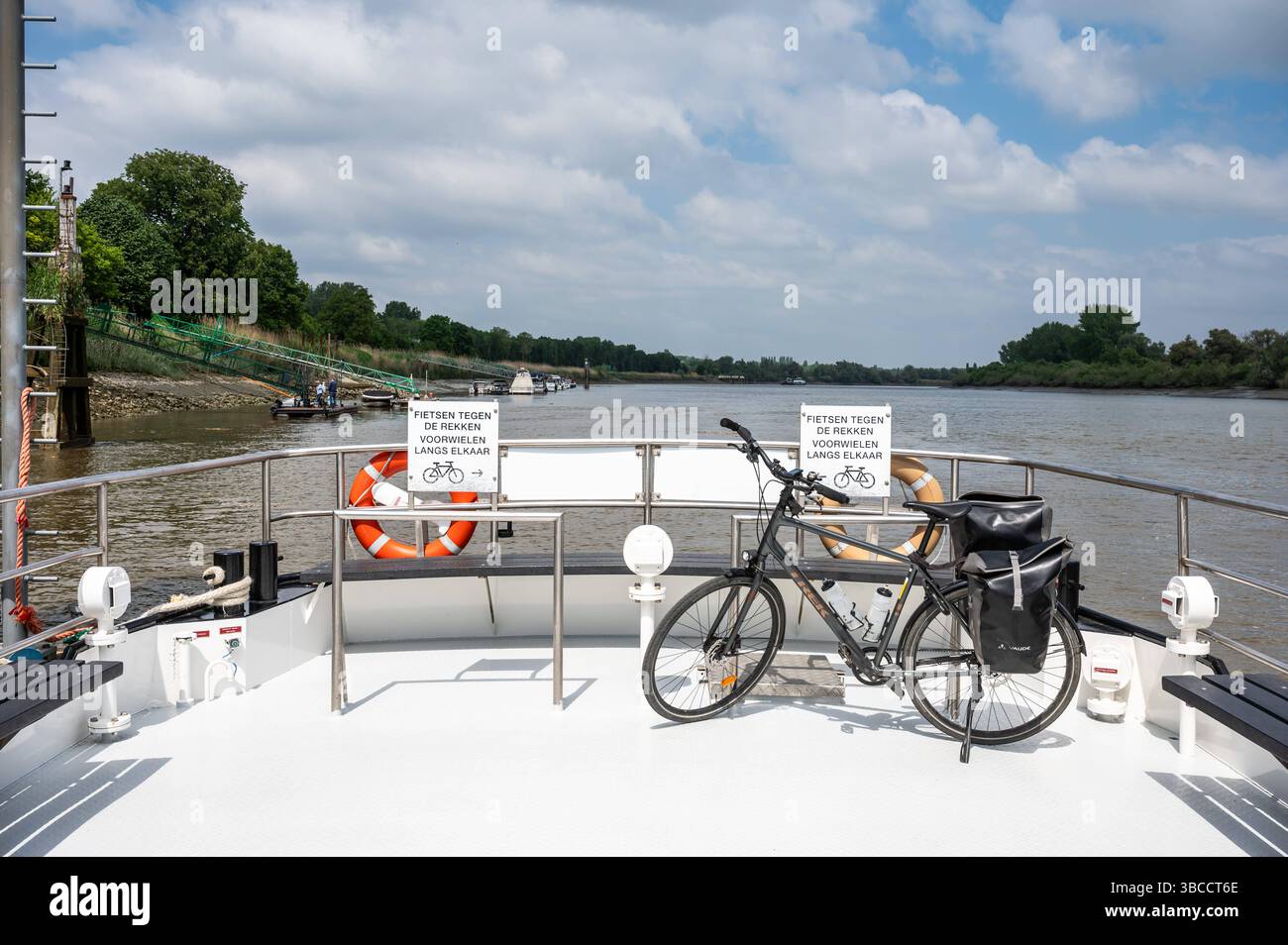 Ferry boat from Weer to Hamme with a bike standing in Hamme, East ...