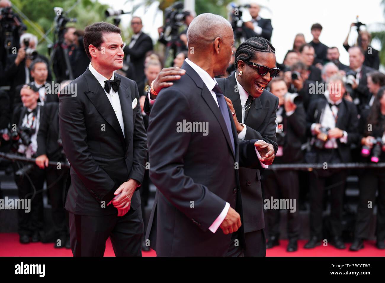 Jason Michael Berman, from left, A$AP Rocky, and Denzel Washington pose ...