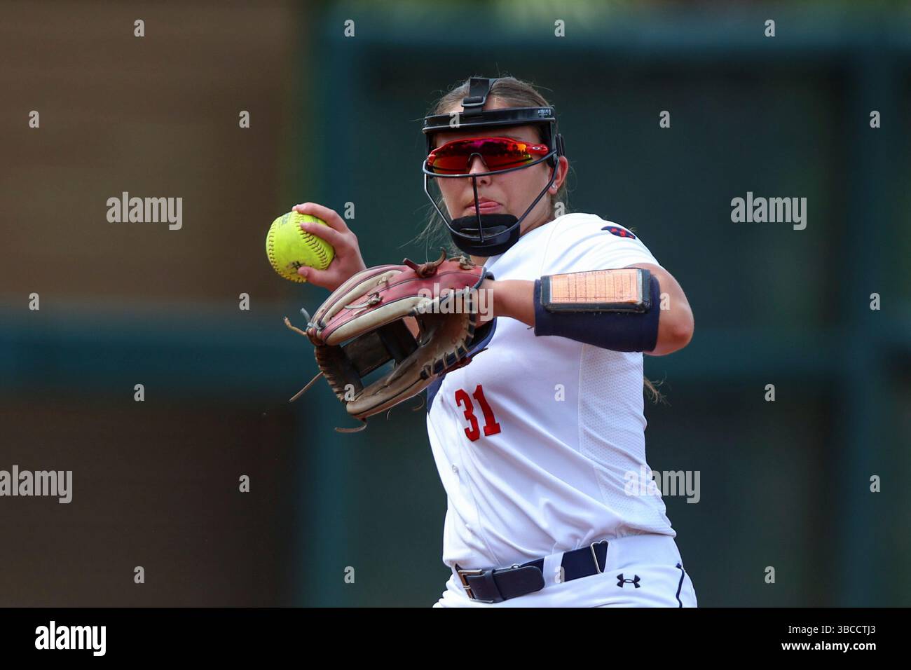 Robert Morris infielder Anna Resnik (31) warms up before an NCAA ...